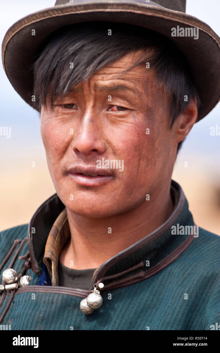 Mongolia, Bayangobi and Ger camp, Portrait of a man Stock Photo - Alamy
