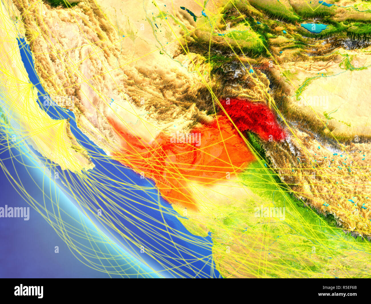Pakistan on planet Earth from space with network. Concept of ...