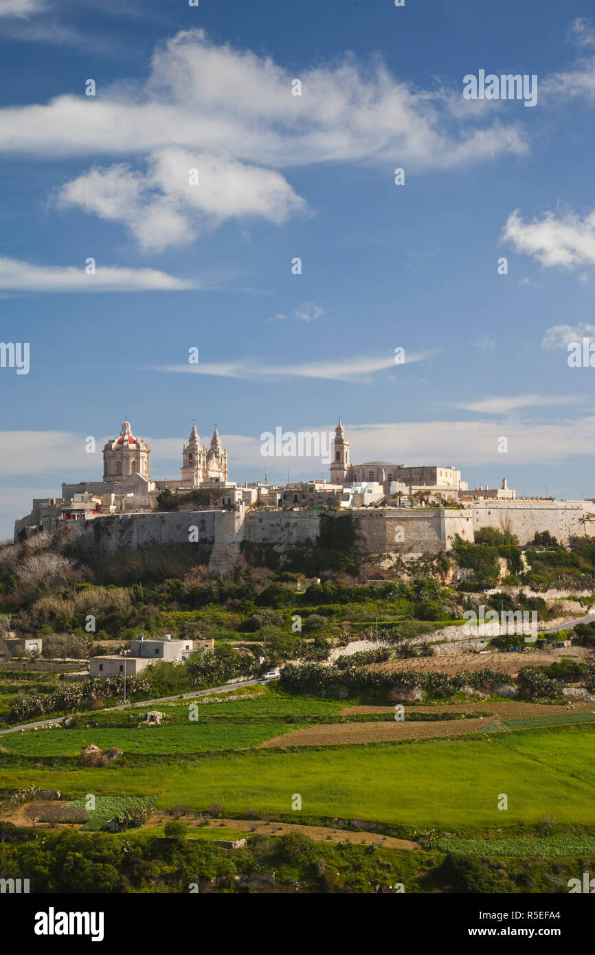 Malta, Central, Mdina, Rabat, elevated town view from the northwest ...