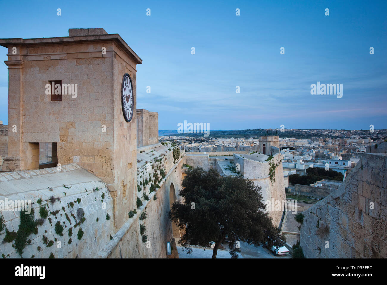 Malta, Gozo Island, Victoria-Rabat, Il-Kastell fortress, clocktower ...