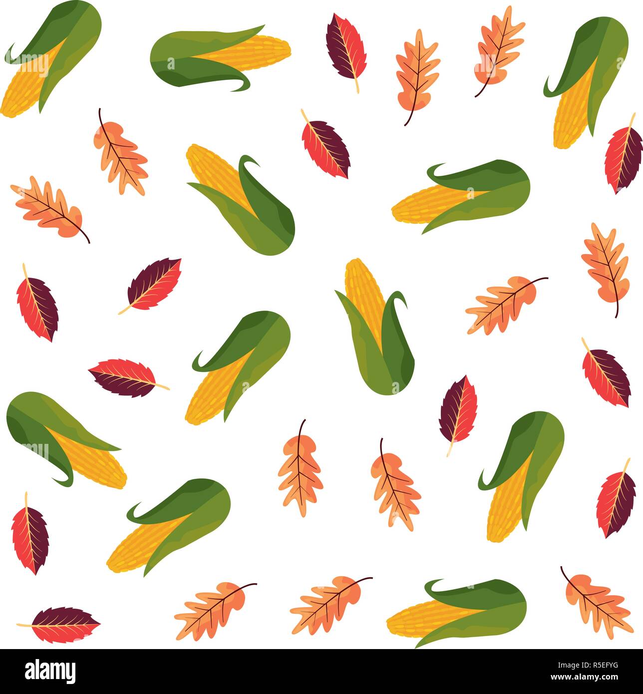 corn and leaves autumn decoration background vector illustration Stock ...
