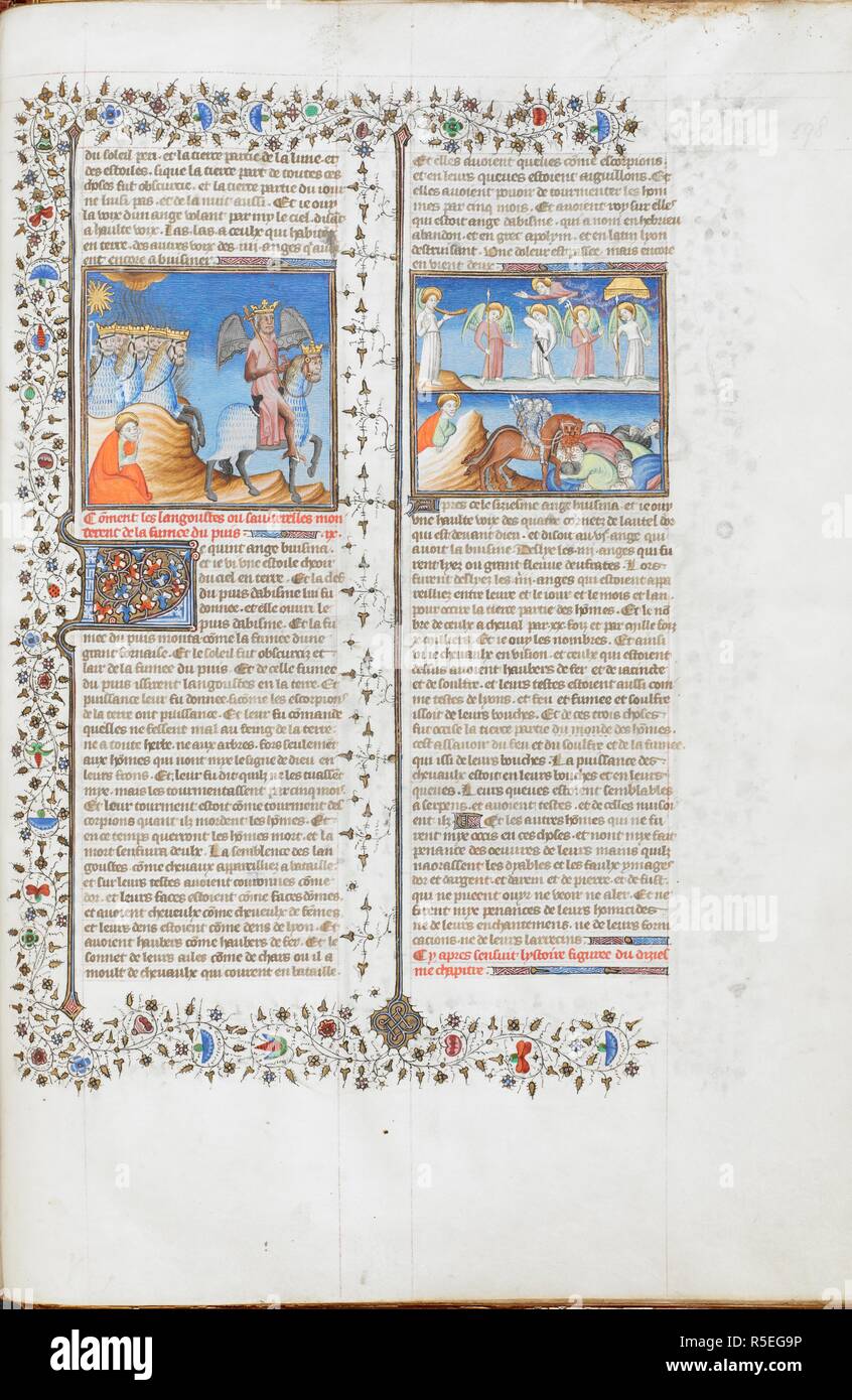 Left, the locusts, creatures with horses' bodies, men's faces women's ...