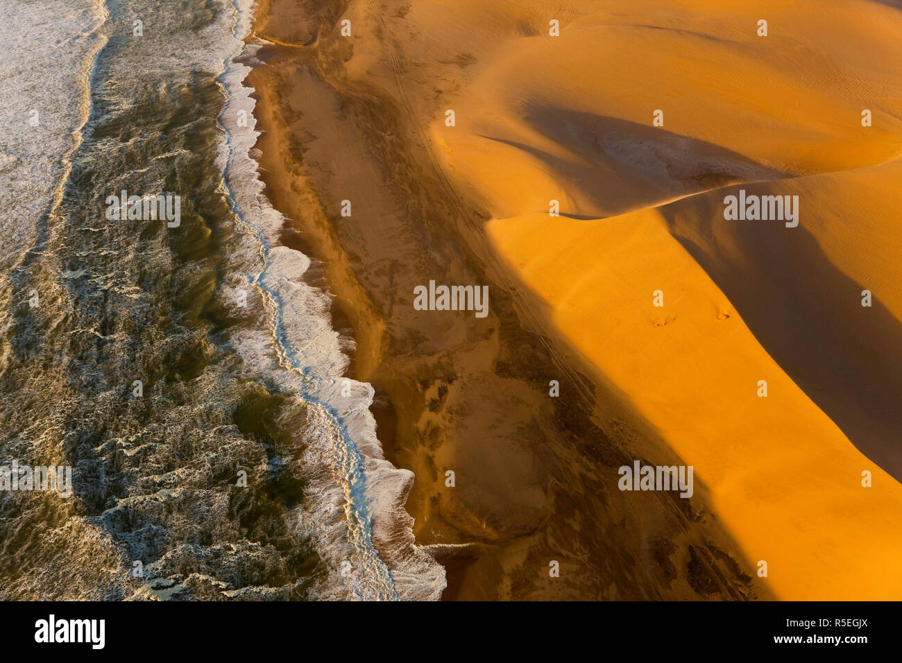Aerial view of Skelton Coast, Namib Naukluft Nat Park, Namib Desert ...