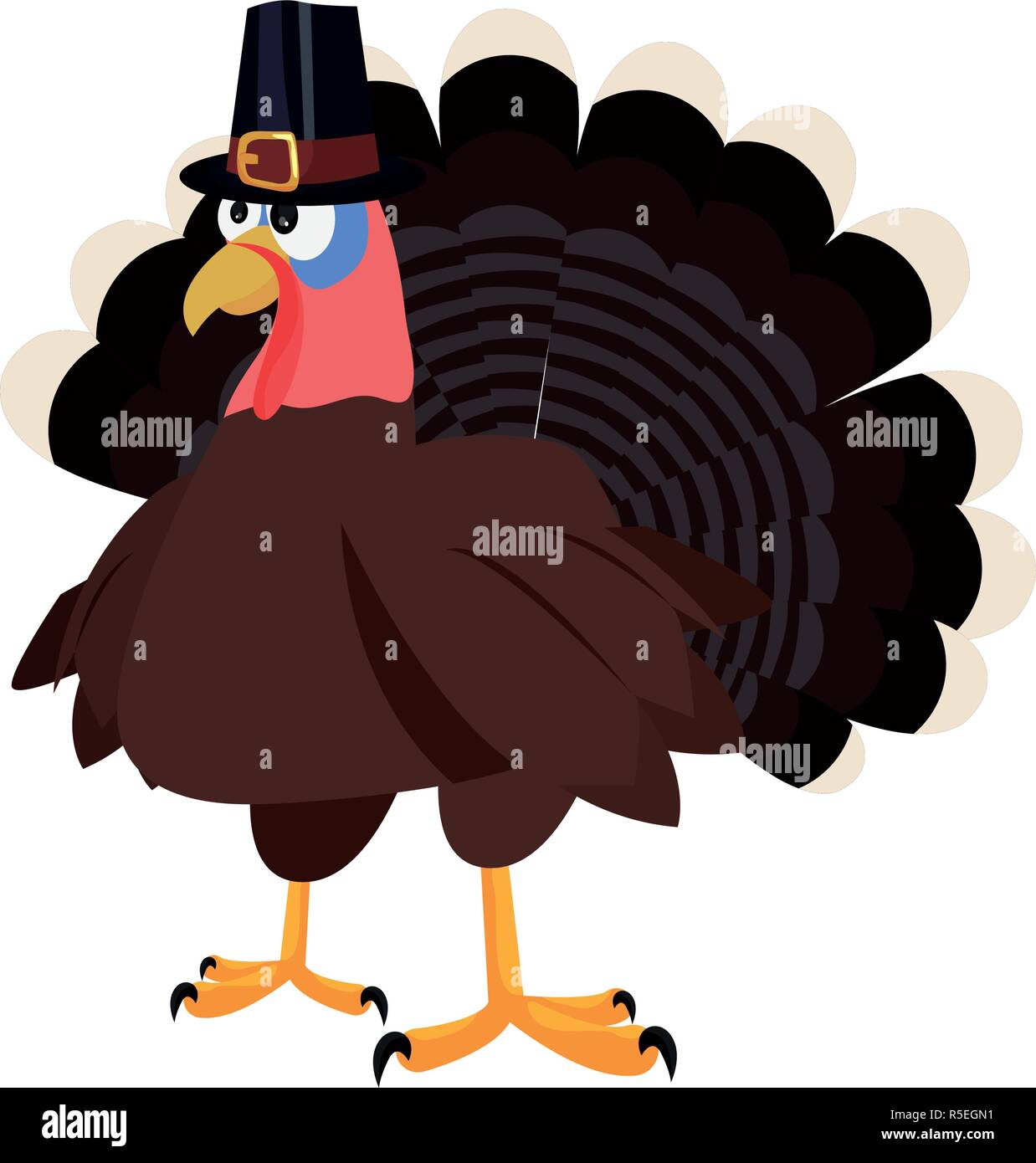 thanksgiving turkey wearing traditonal hat vector illustration Stock ...
