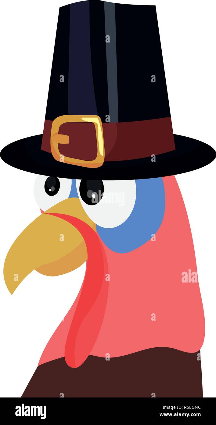 thanksgiving turkey wearing traditonal hat vector illustration Stock ...