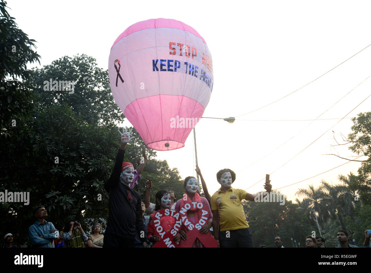 Kolkata, India. 30th Nov, 2018. Activist release traditional fanush or ...