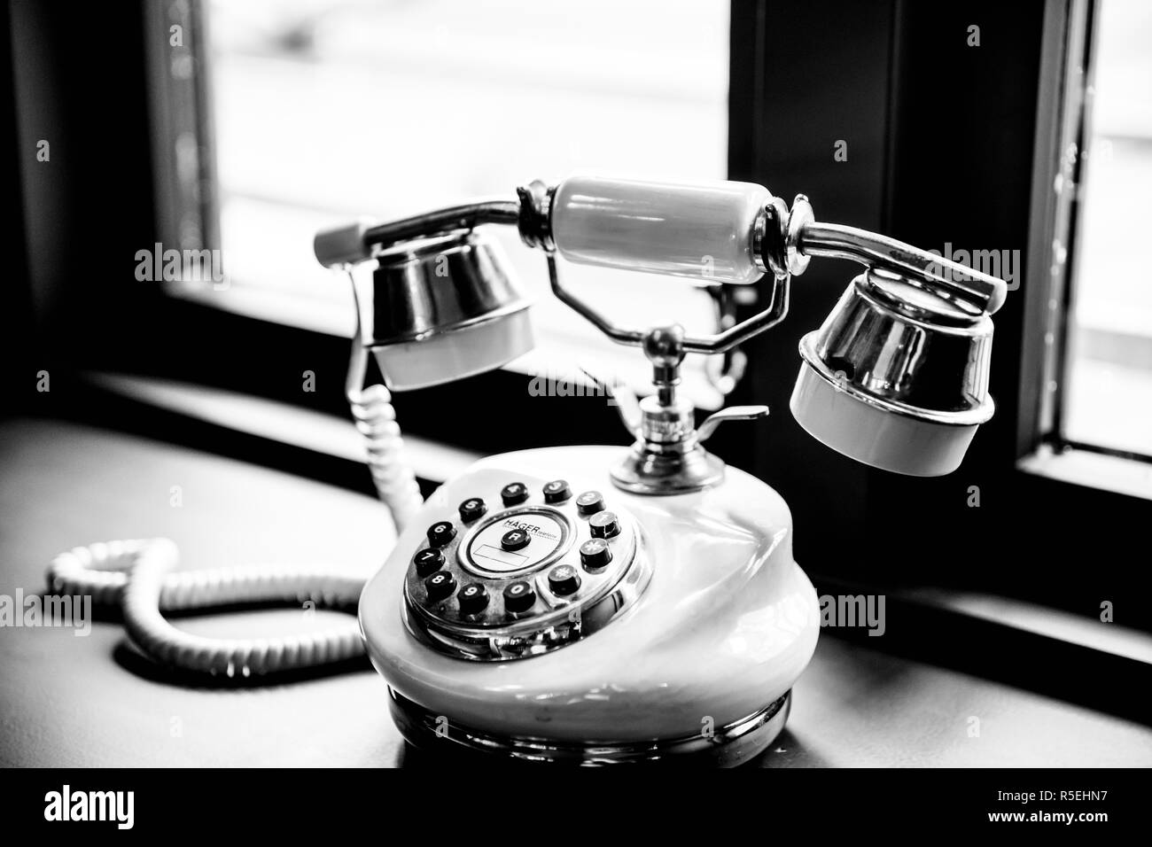 Telephone old black white Black and White Stock Photos & Images - Alamy