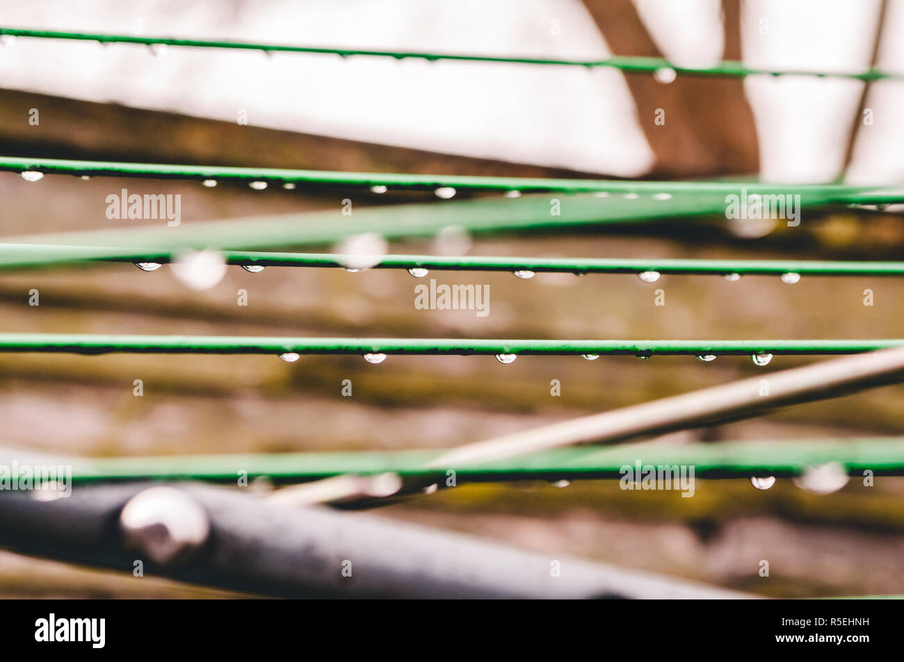 Rain drops on a washing line Stock Photo - Alamy