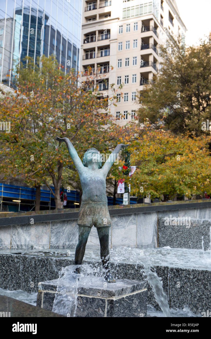 CHARLOTTE, NC - November 25, 2016: Closeup of a water fountain ...