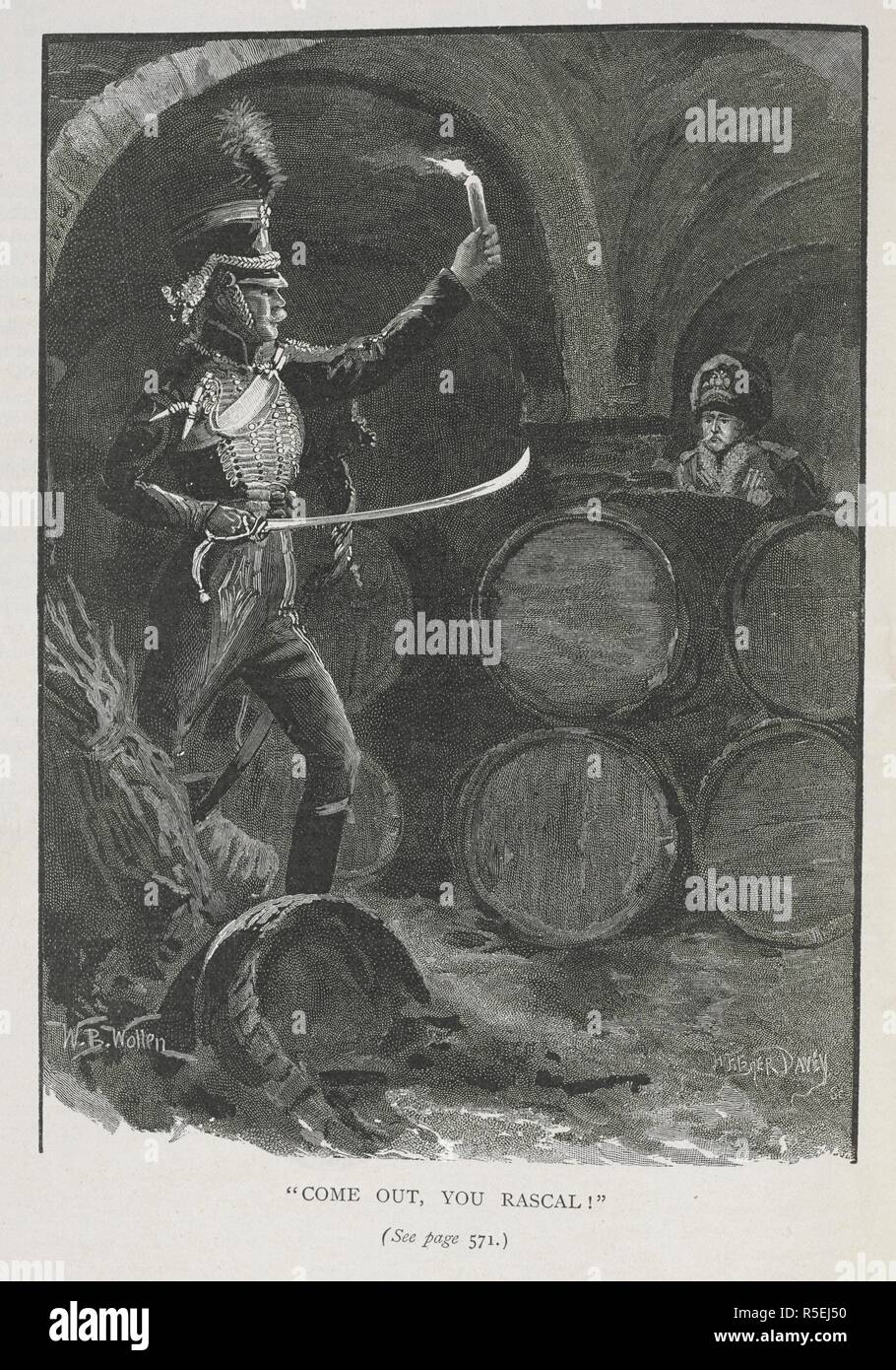 Brigadier Gerard discovering a man hiding in a cellar. The Strand ...