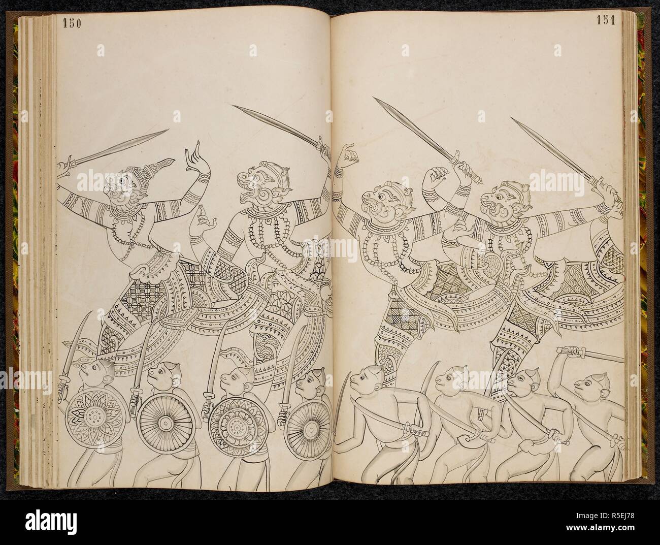Hanuman's monkey army, scene from the Ramakien (Thai version of the ...