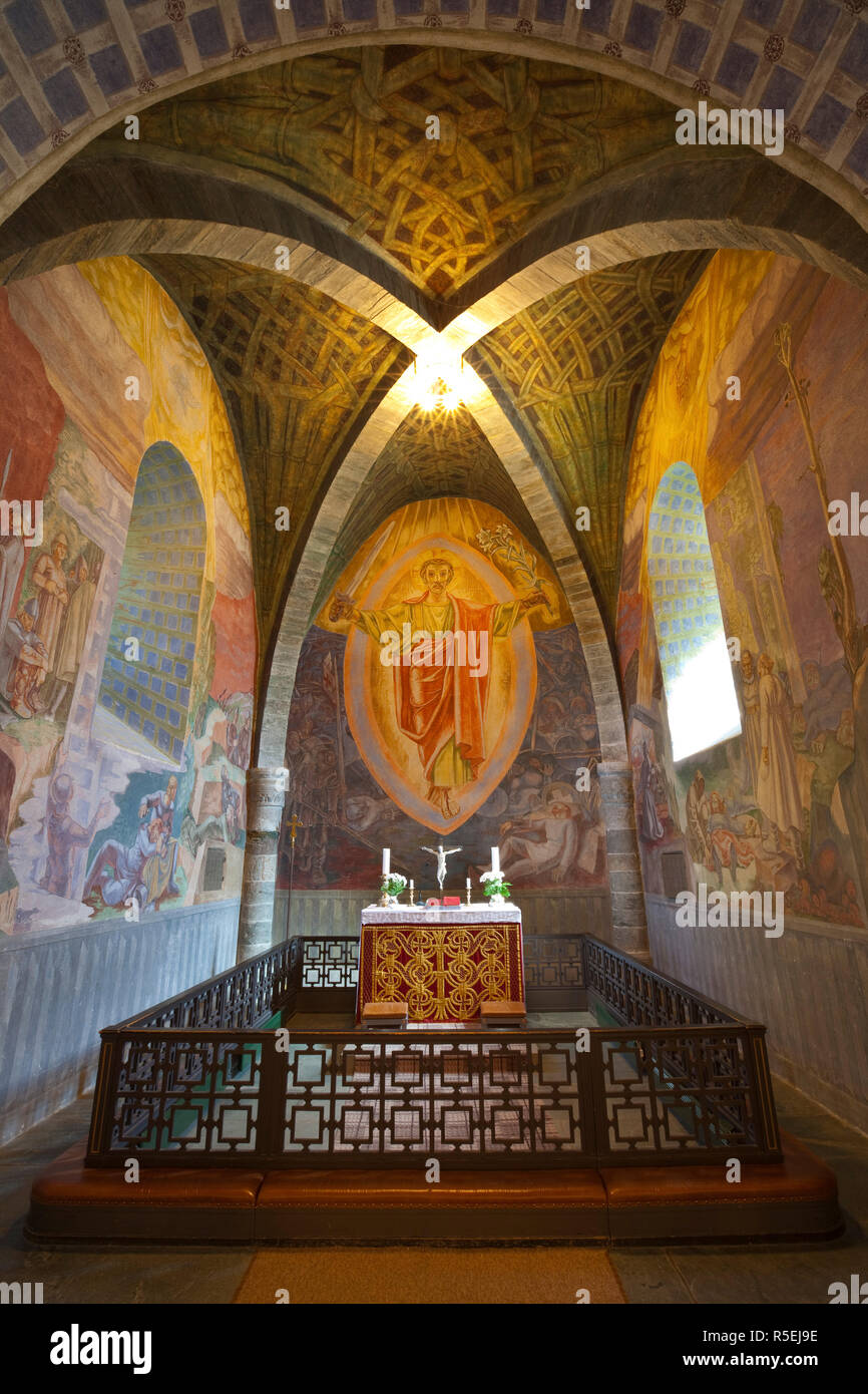 King Olav Frescos in the ancient Stiklestad Church, the scene of the ...