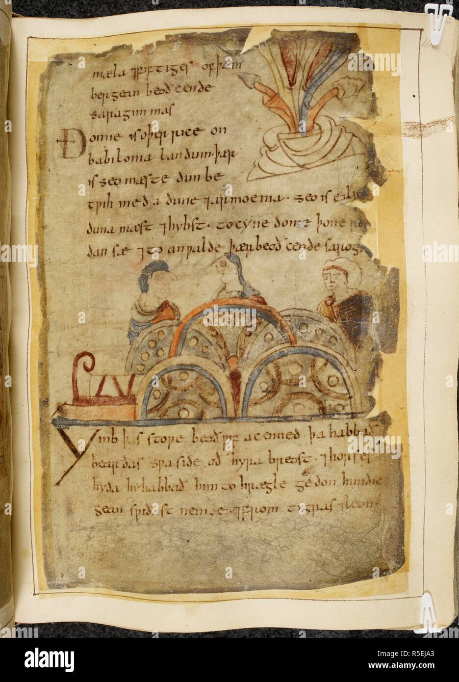 Manuscript text and drawing/s. Beowulf. Circa 1000. Source: Cotton ...