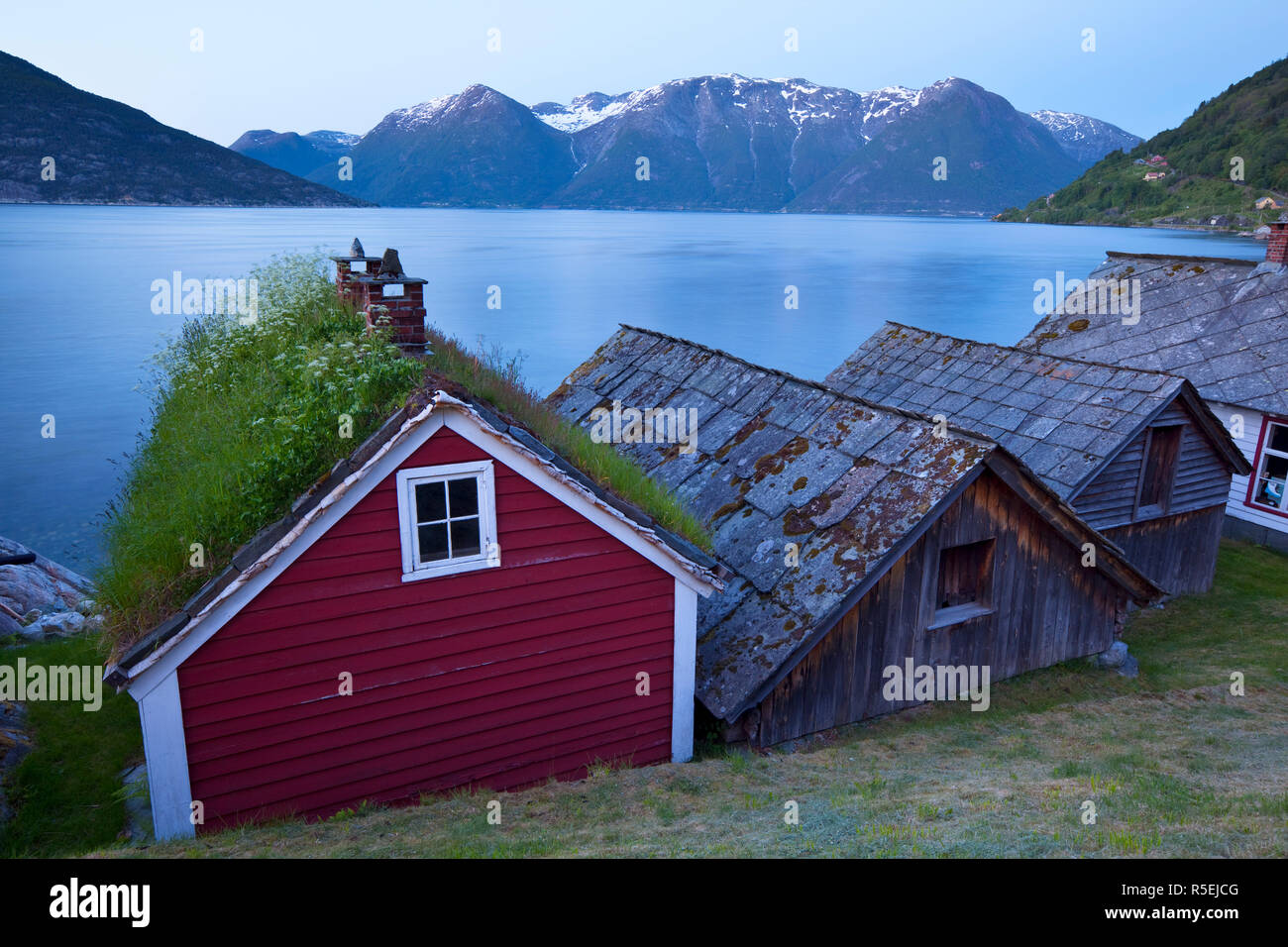 The picturesque village of Utne nestled into a little bay in the ...
