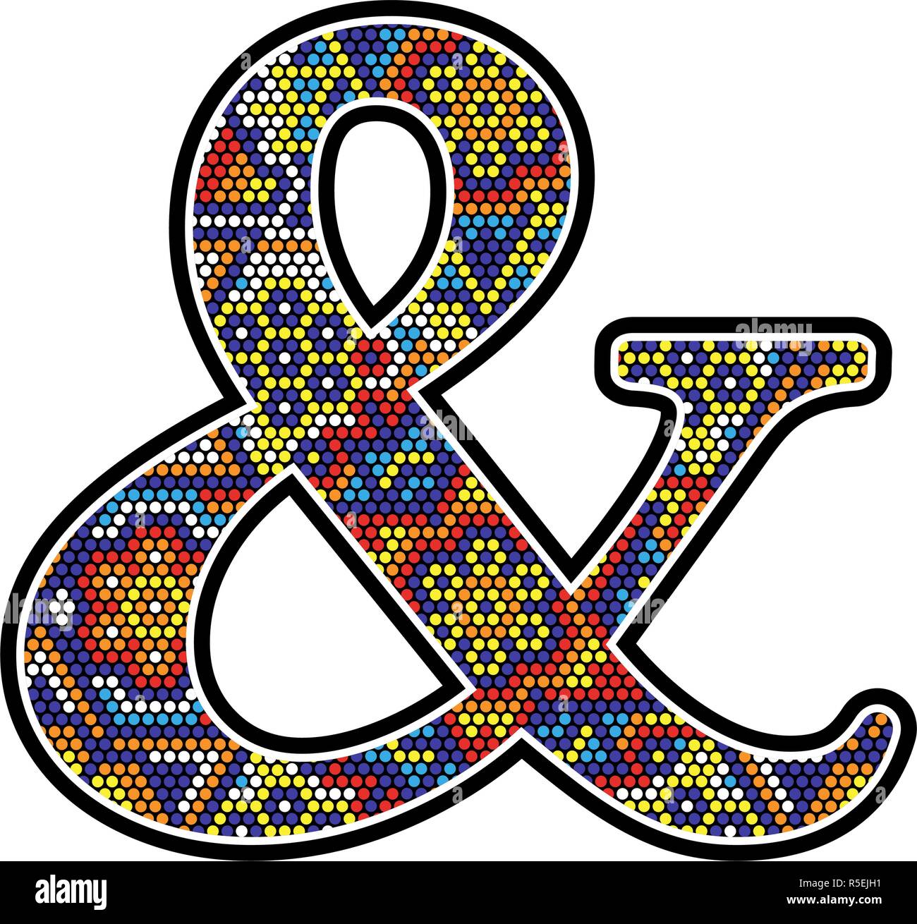 ampersand symbol with colorful dots abstract design with mexican ...