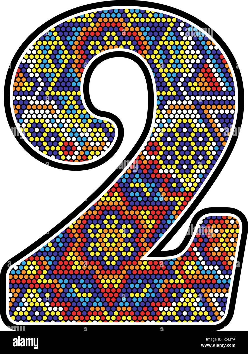 number 2 with colorful dots abstract design with mexican huichol art ...