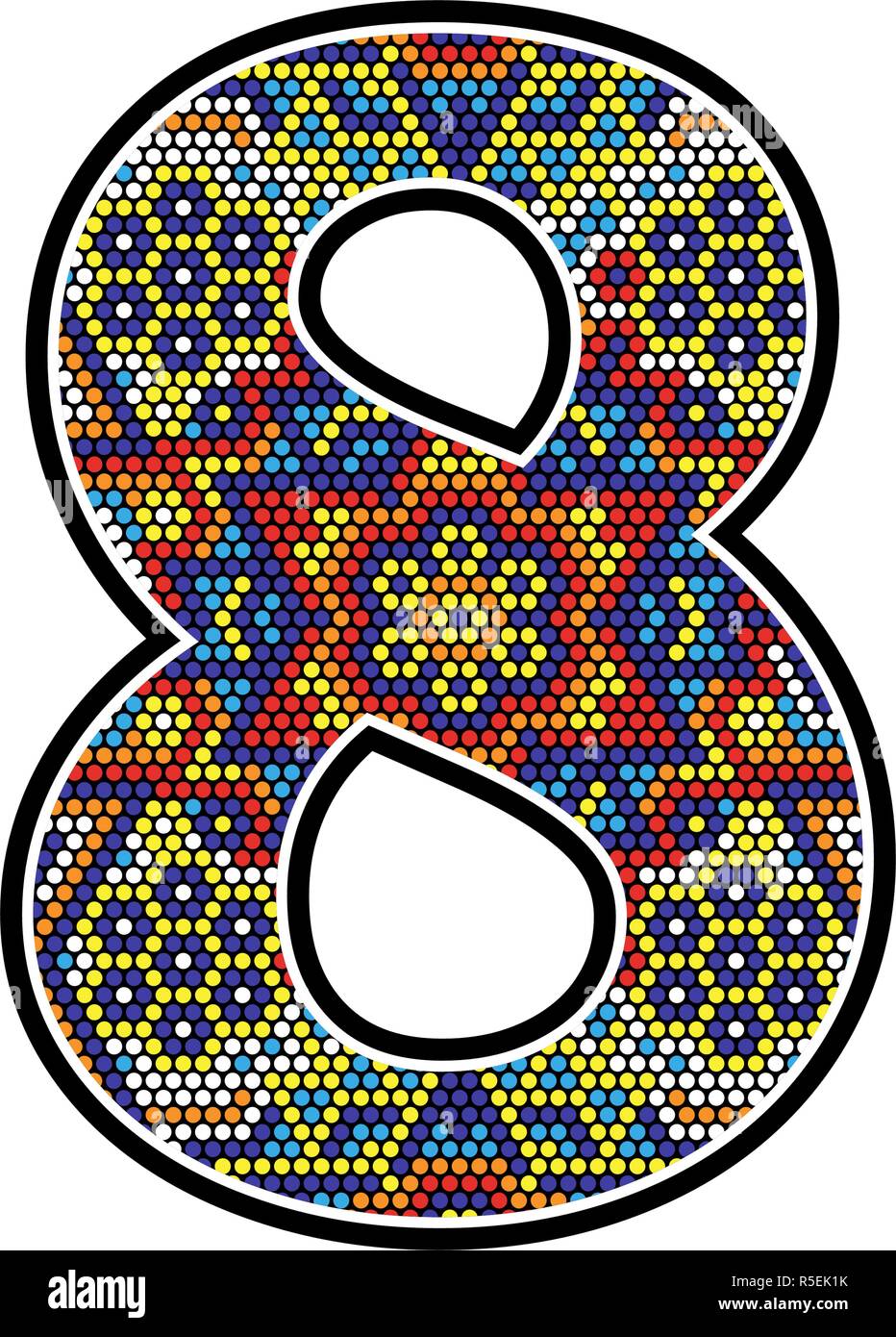 number 8 with colorful dots abstract design with mexican huichol art ...