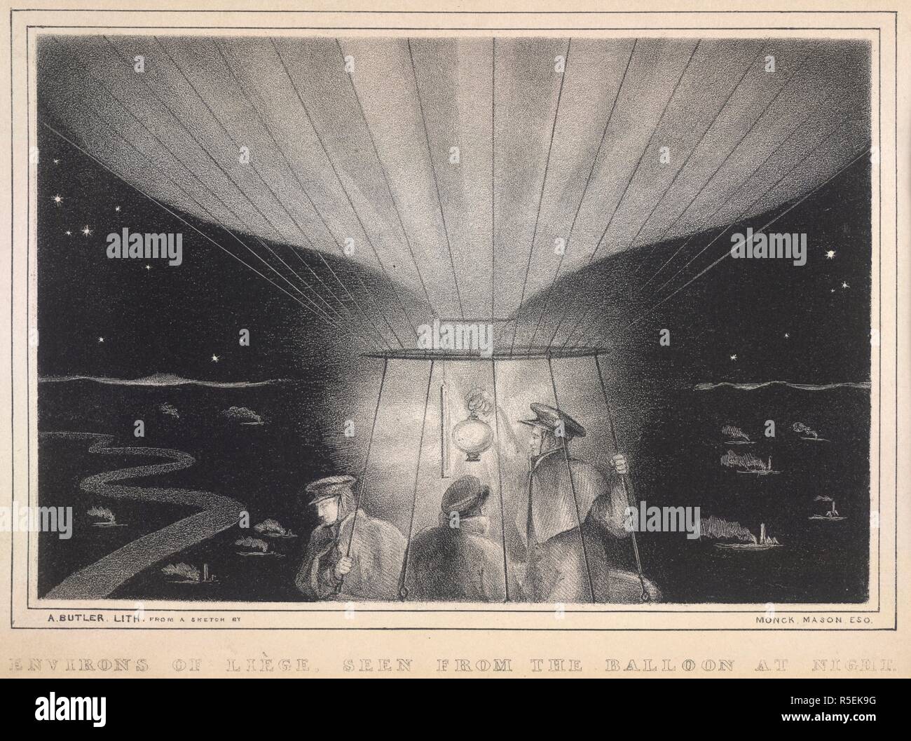 Over LiÃ¨ge, in a balloon at night. Aeronautica ... F. C. Westley ...