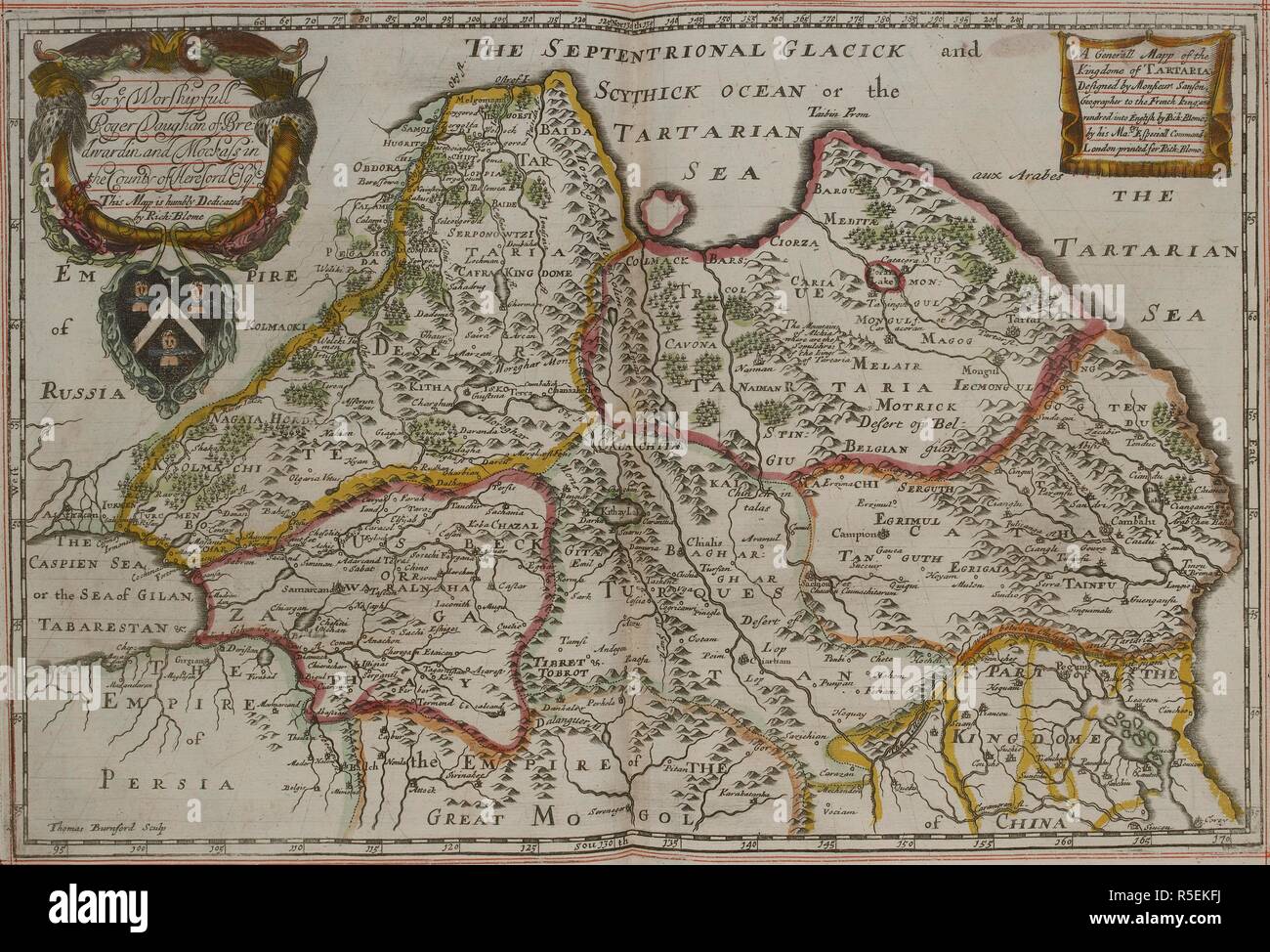 Map of Tartary, 17th century. A generall mapp of the Kingdome of ...