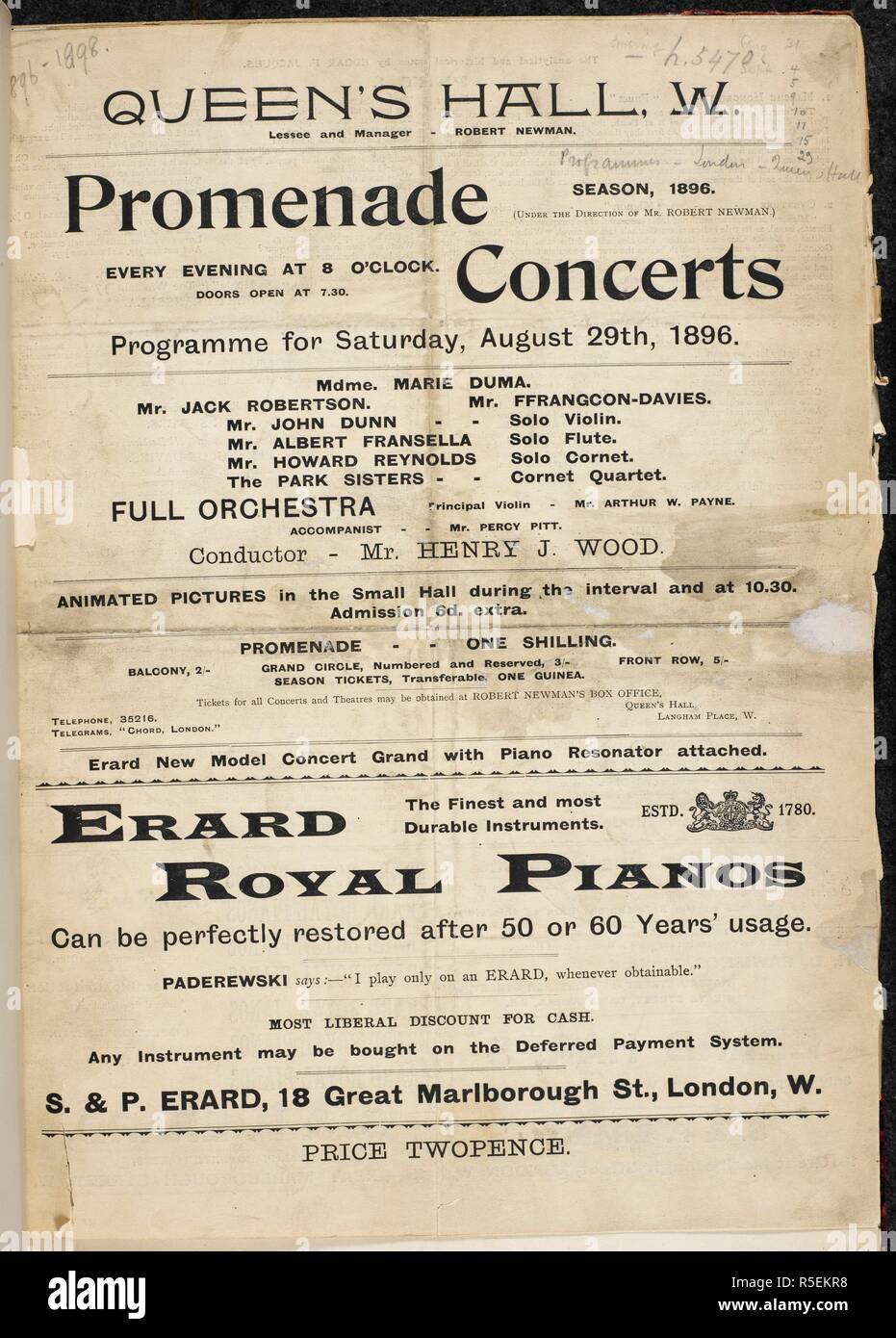 Programme for the promenade concert at the Queen's Hall, on the ...