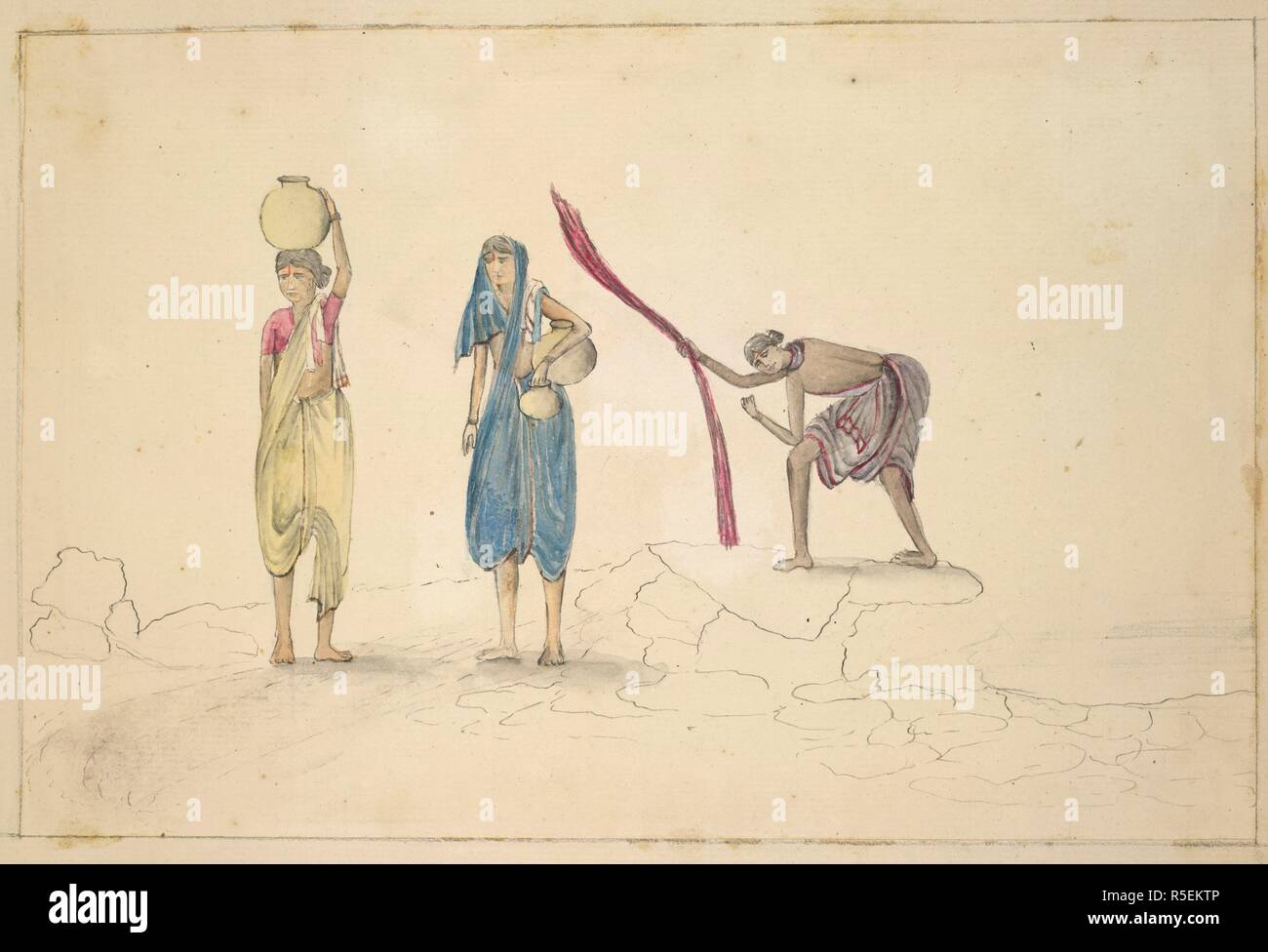 Brahmin women. Album of 82 drawings depicting the costume of vari. 1800 ...