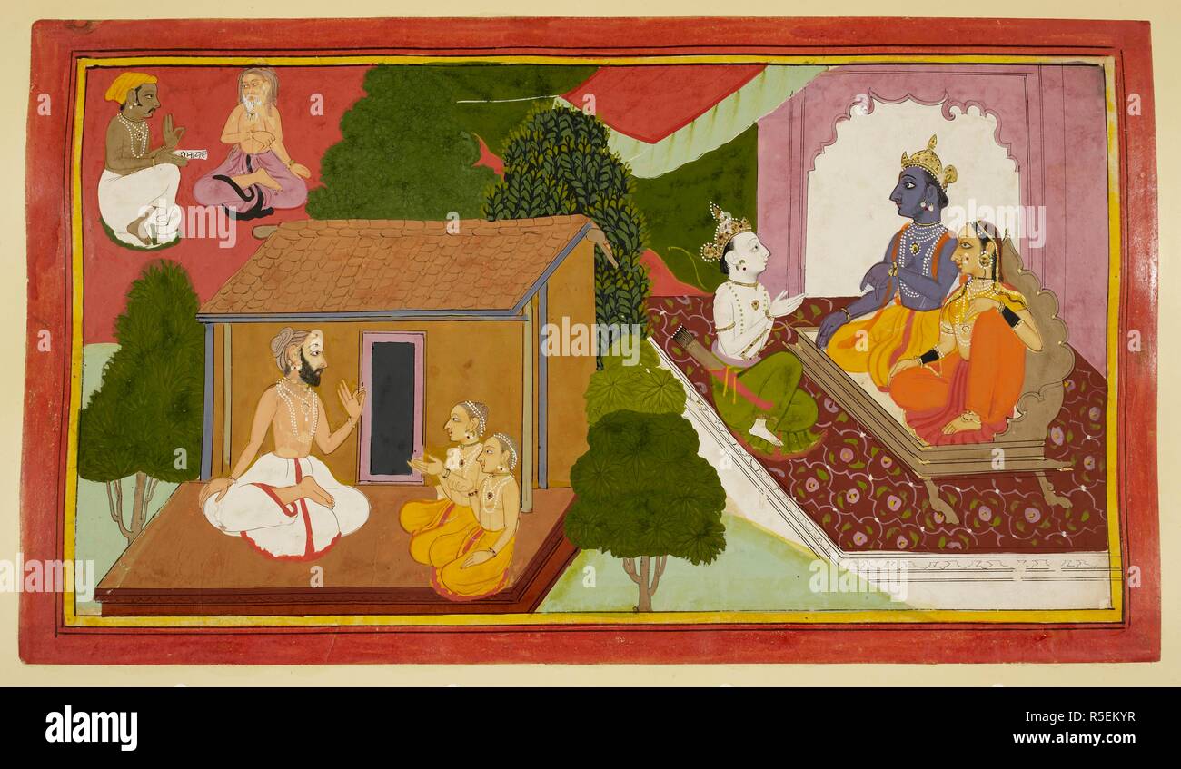 Valmiki teaches the Ramayana. Ramayana, Bala Kanda. Udaipur, 1712 ...