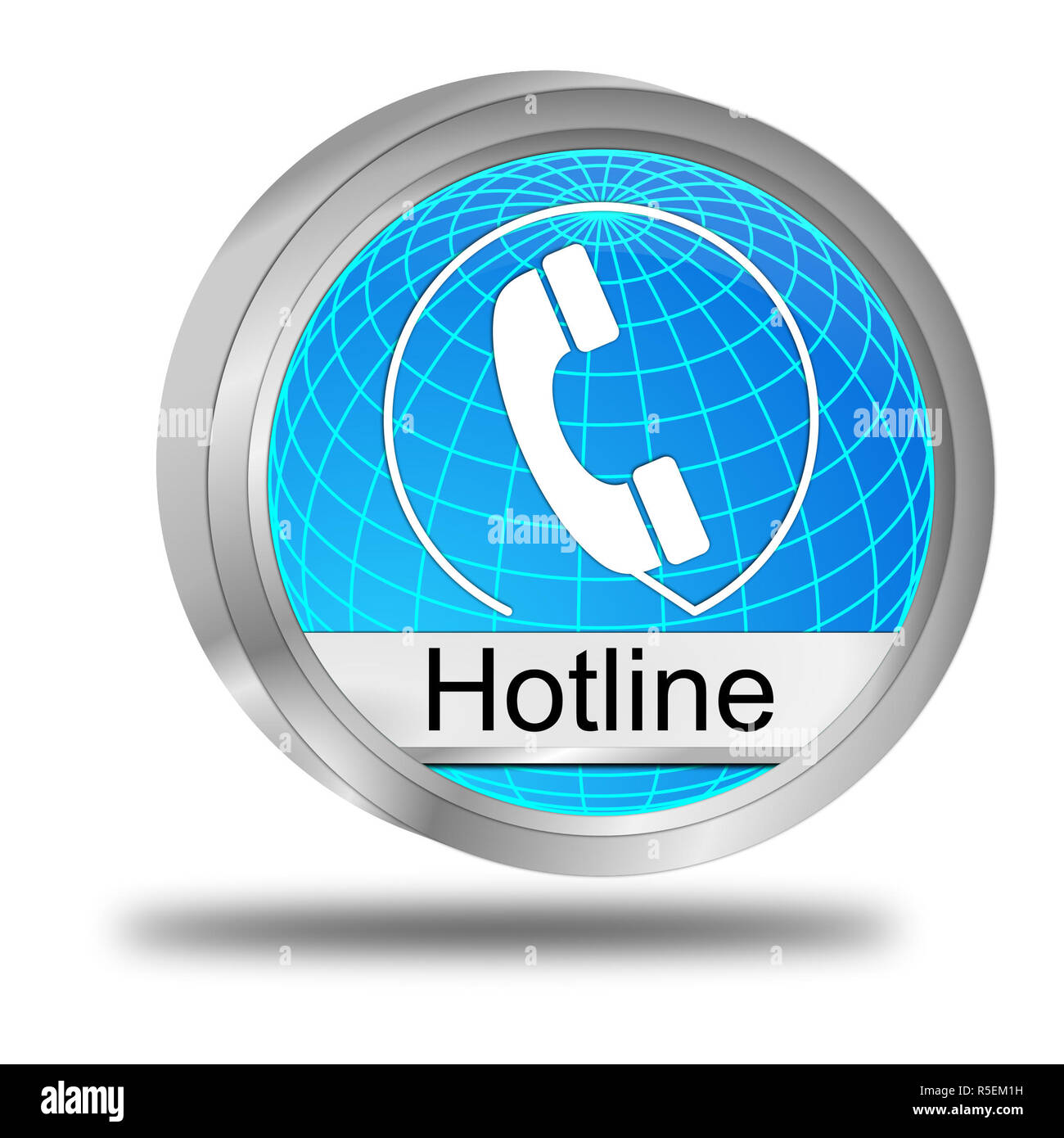 glossy blue Hotline Button - 3D illustration Stock Photo - Alamy