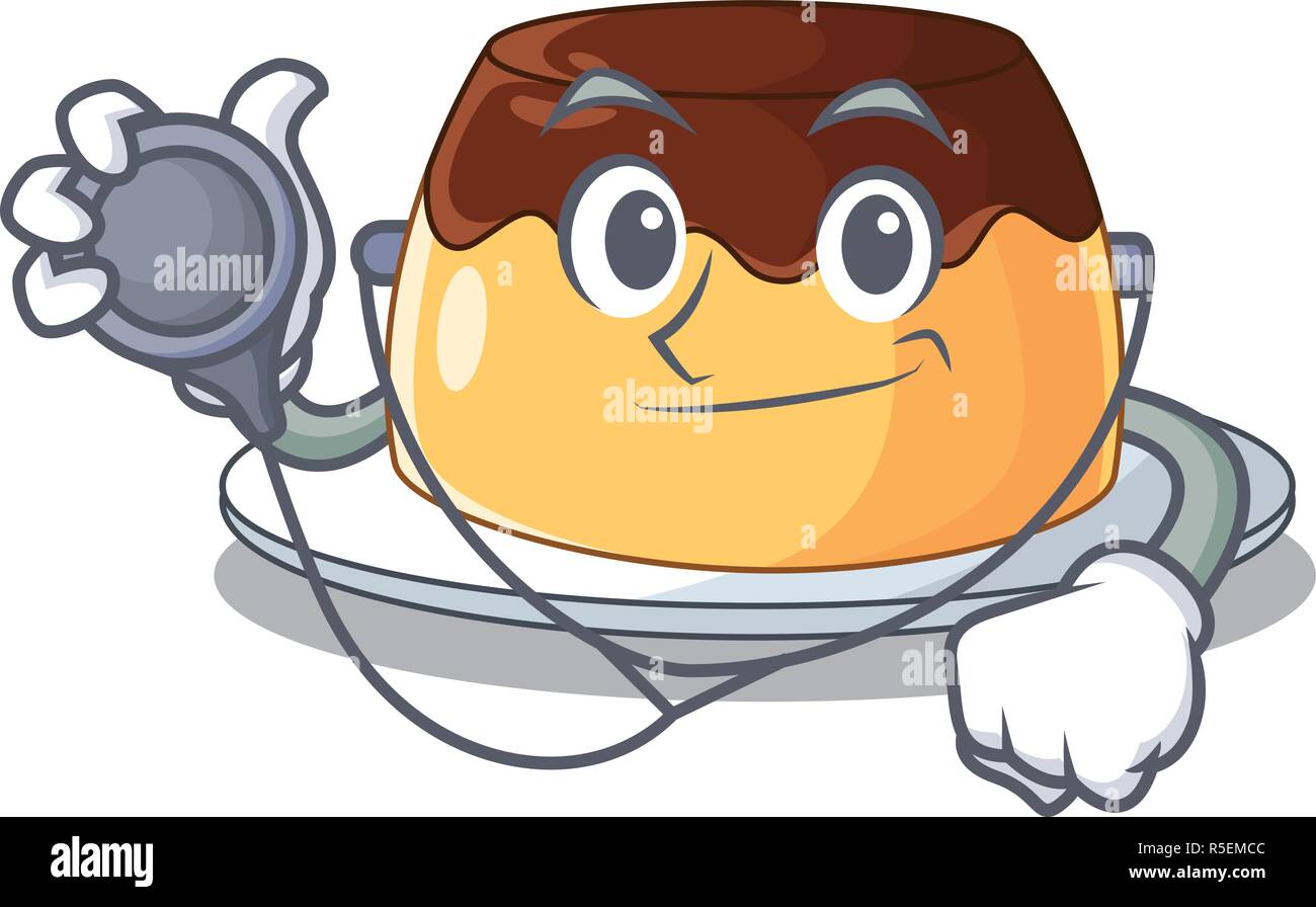 Doctor delicious chocolate pudding with on cartoon vector illustration ...