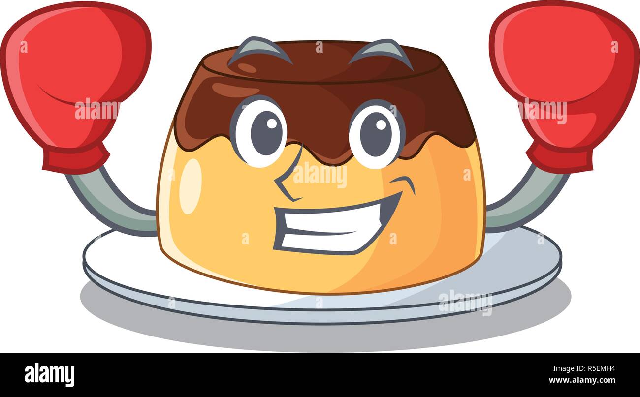 Boxing delicious chocolate pudding with on cartoon vector illustration ...