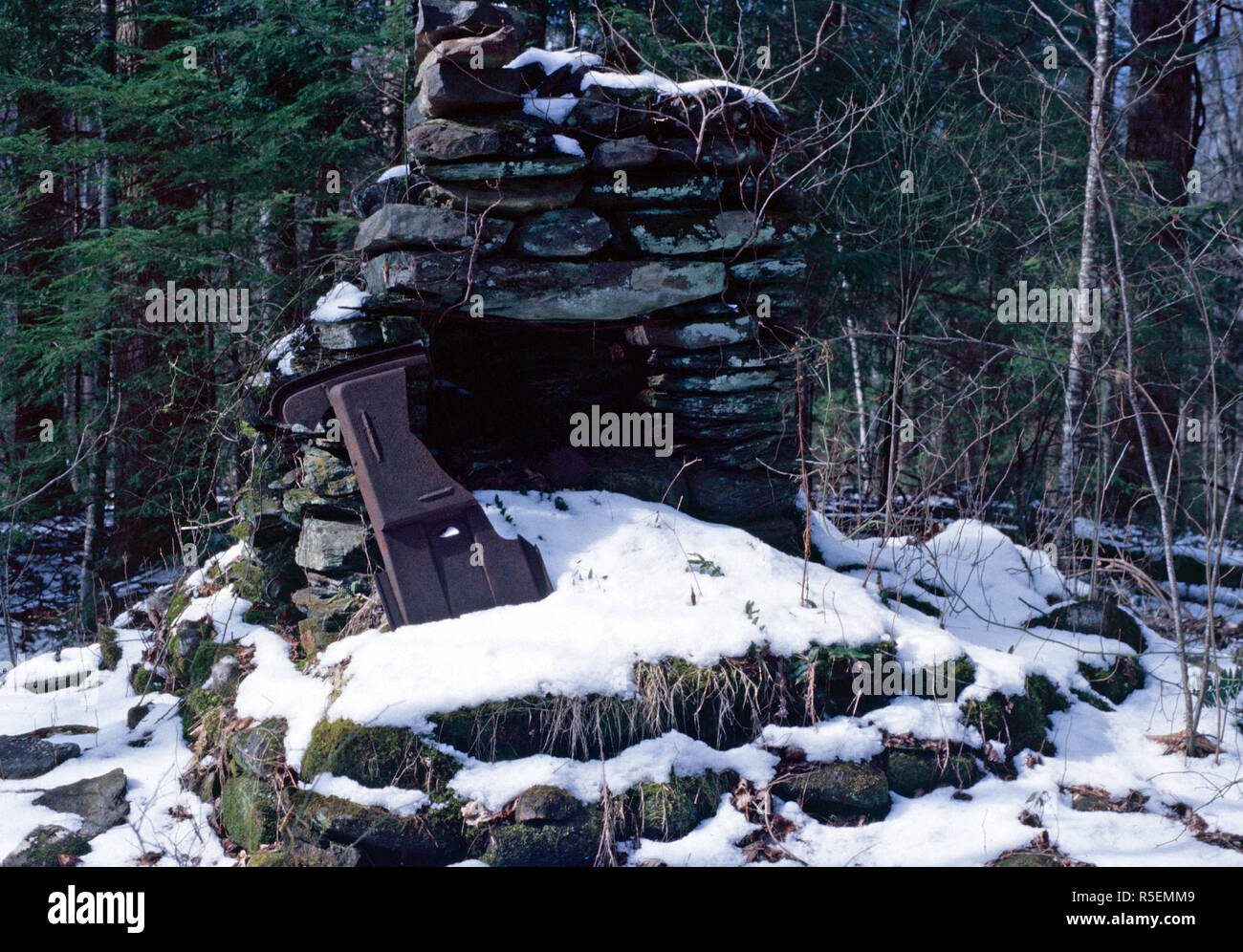 Old settler's fireplace ruins,Great Smoky Mountains National Park ...