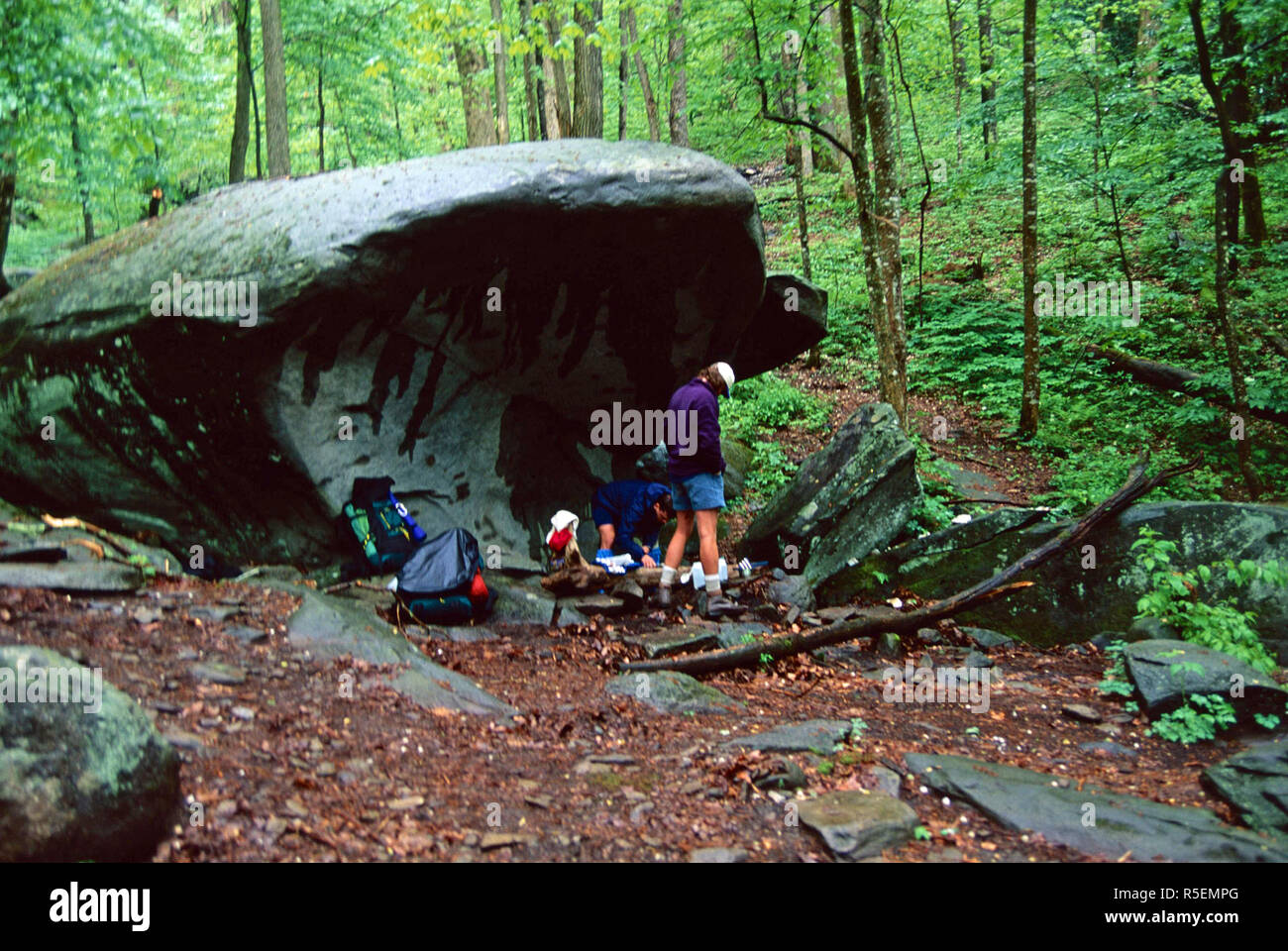 Camping and backpacking under a rock overhang in the Great Smoky ...