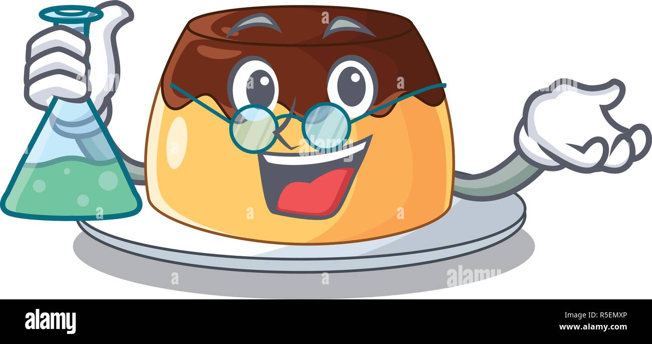 Professor Chocolate mousse with mint in character vector illustration ...