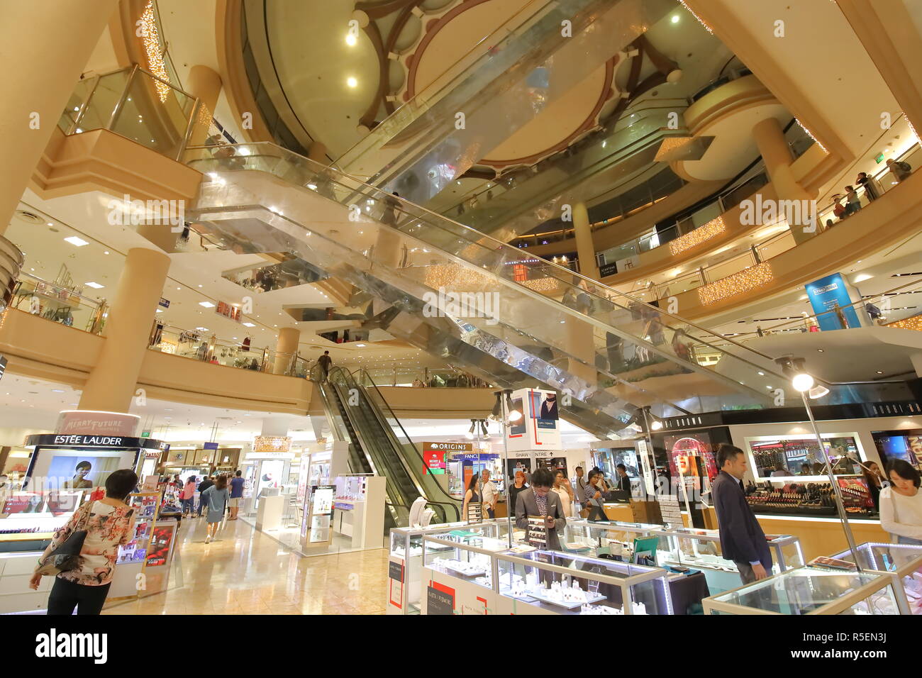 People visit Shaw House shopping mall in Orchard road Singapore Stock ...