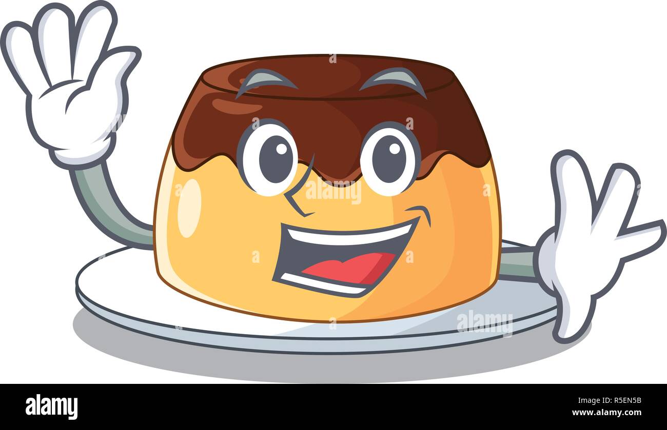 Waving Chocolate mousse with mint in character vector illustration ...