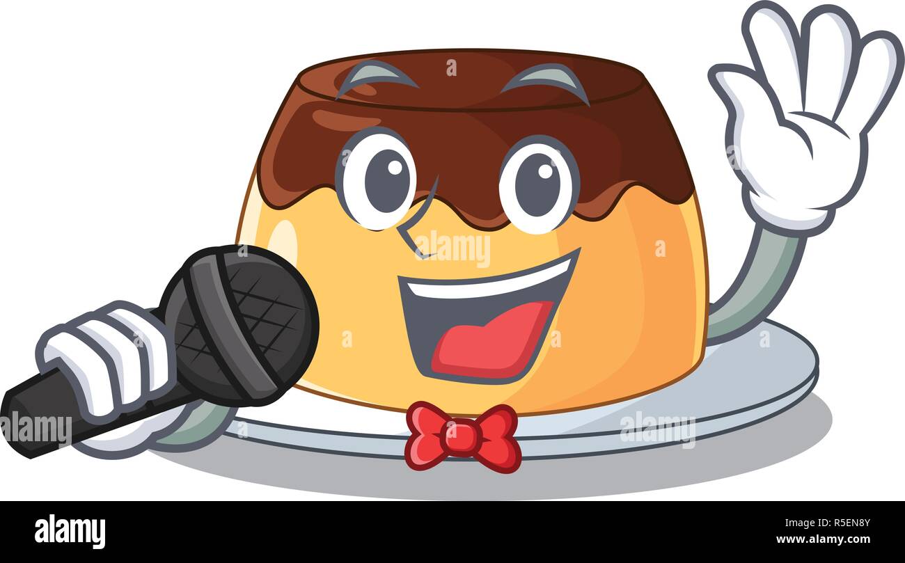 Singing caramel chocolate pudding on cartoon funny vector illustration ...