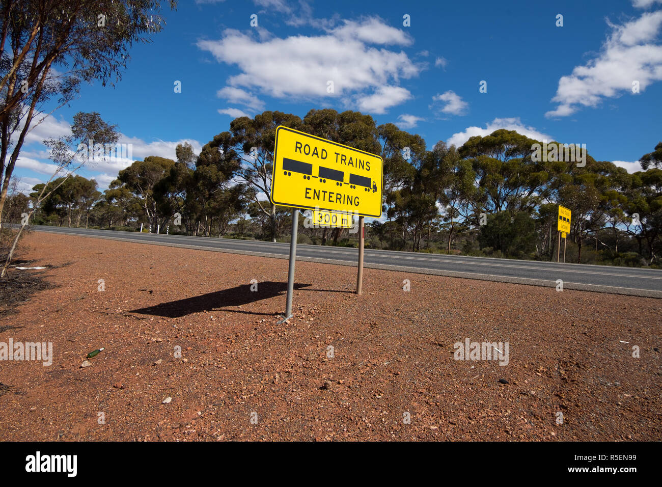 A Road Train warning sign in rural Western Australia Stock Photo - Alamy