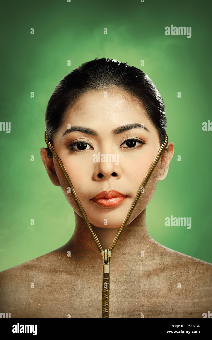 Beautiful woman changing skin, beauty concept Stock Photo - Alamy