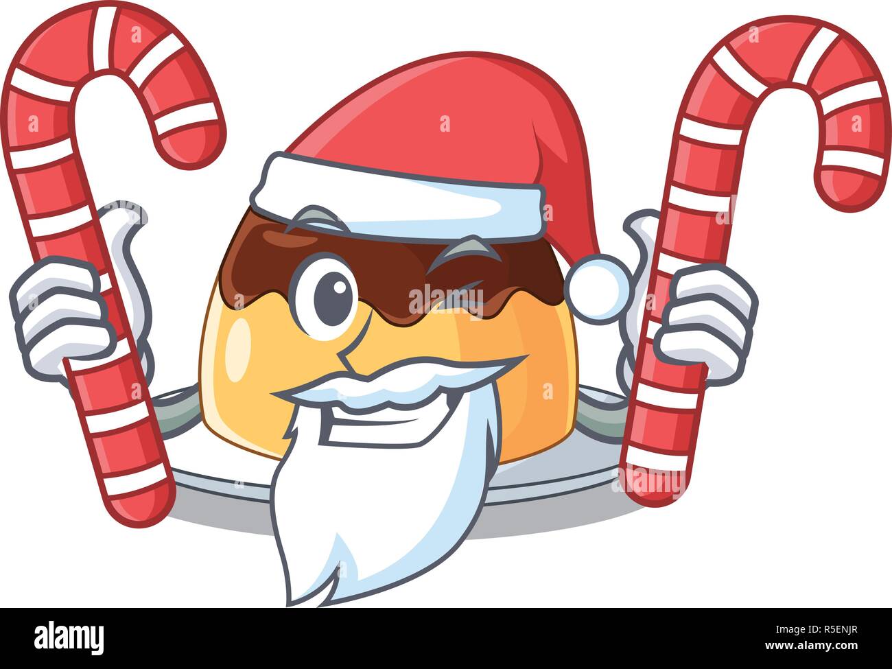 Santa with candy chocolate coffee pudding isolated on mascot vector ...