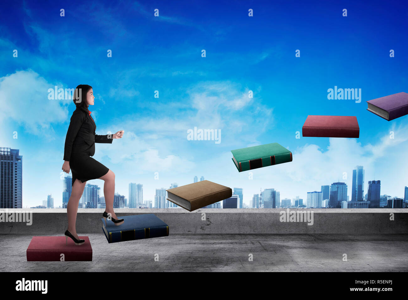 Student going up steps hi-res stock photography and images - Alamy