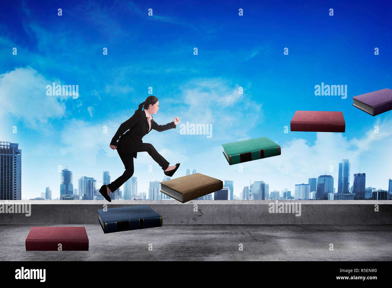 Student jumping steps hi-res stock photography and images - Alamy