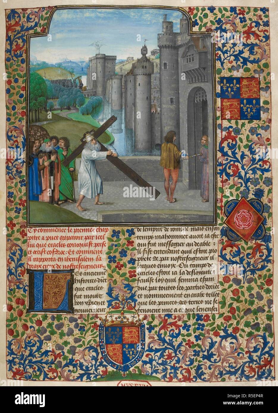 Heraclius brings home the true Cross. Arms in England in border with ...