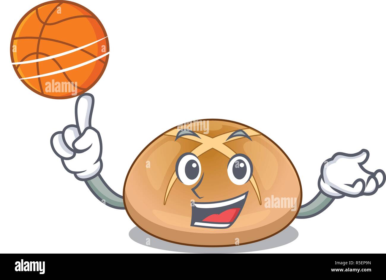 With basketball hot cross buns on cutting cartoon vector illustration ...