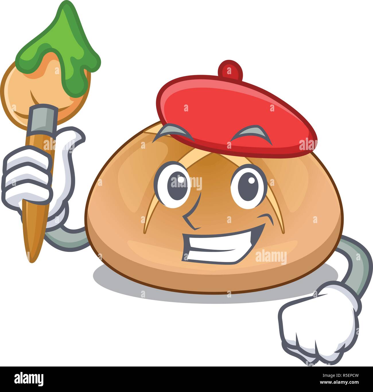 Artist hot cross buns on cutting cartoon vector illustration Stock ...