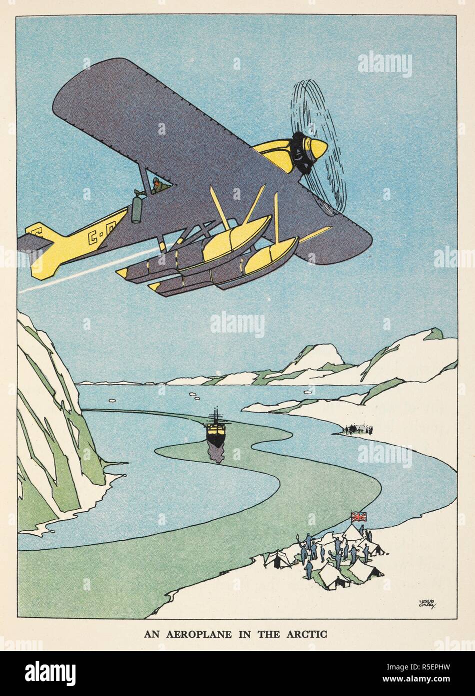 An areoplane in the Arctic.' An Aeroplane flying over a British camp on ...
