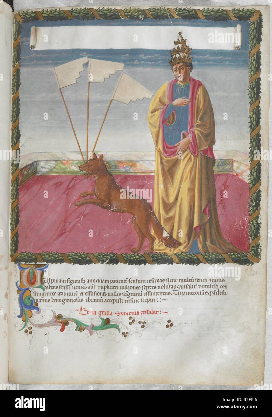 Miniature of Pope Nicholas V. Vaticinia de Pontificibus. Italy, Central ...