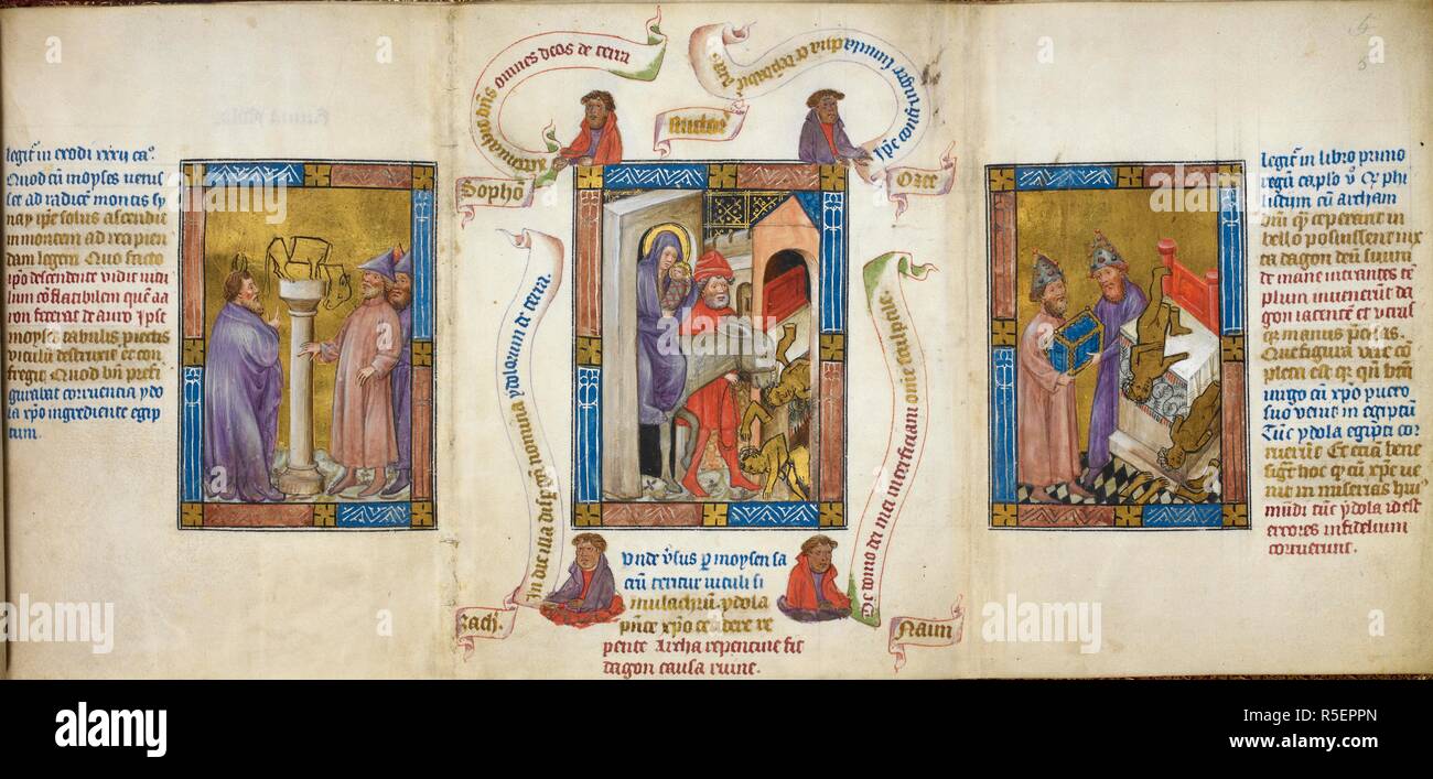 Three scenes on the theme of falling idols. The Flight into Egypt, with ...