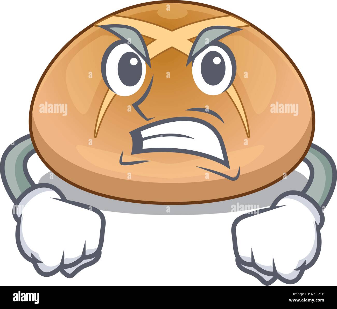 Angry cartoon with buns traditional hot cross vector illustration Stock ...