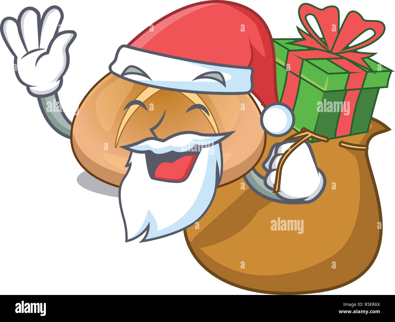 Santa with gift hot cross buns isolated on mascot vector illustrasi ...