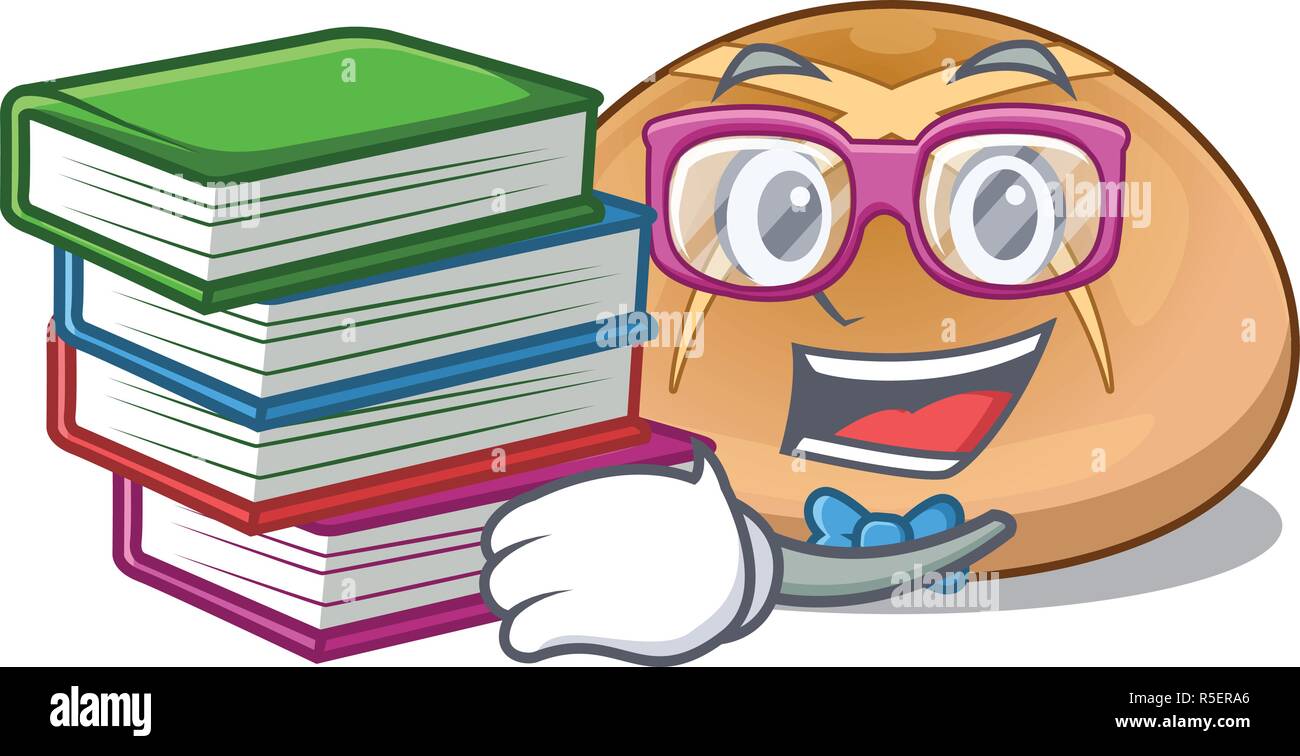 Student with book hot cross buns isolated on mascot vector illustrasi ...