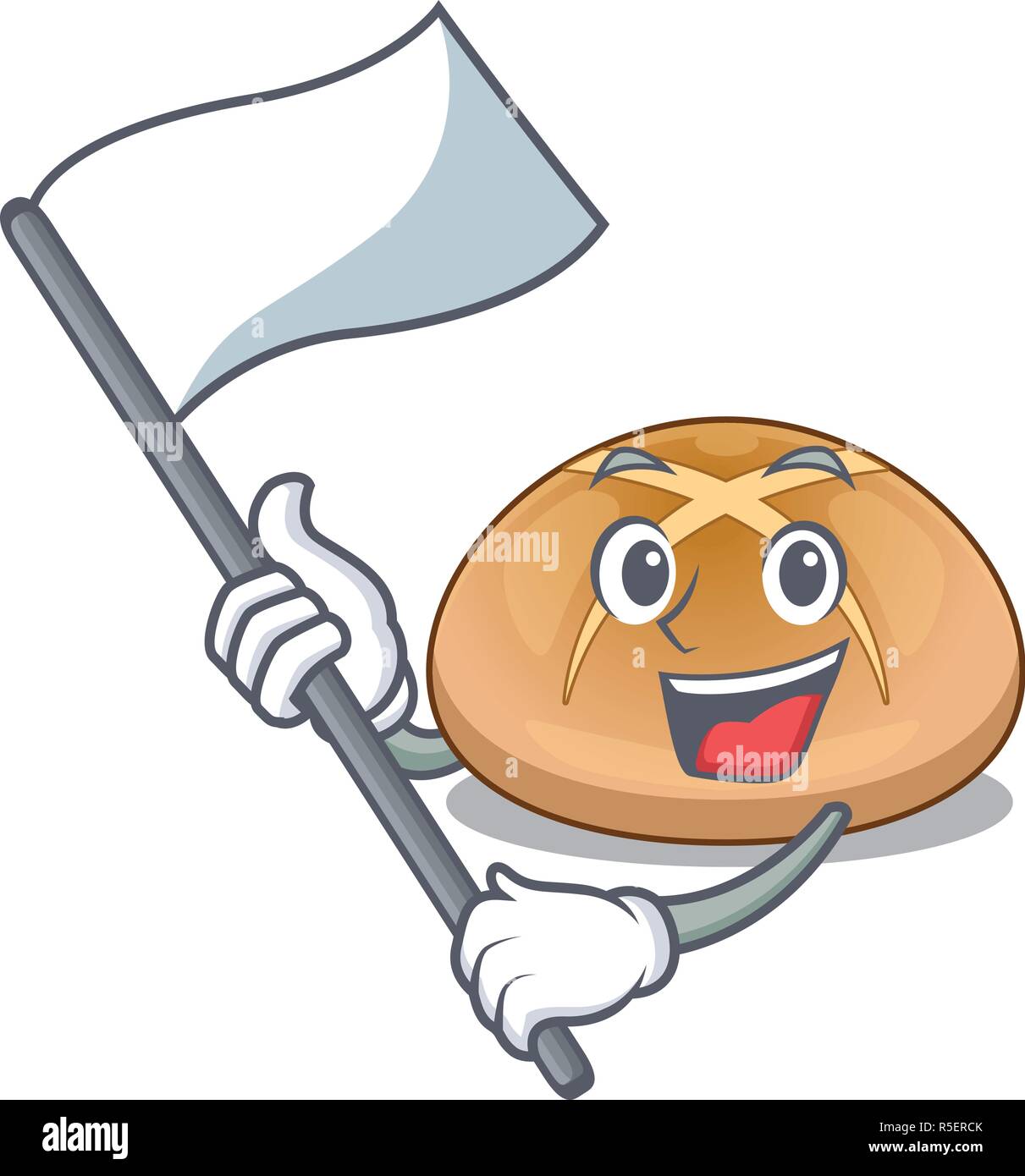 With flag hot cross buns isolated on mascot vector illustrasi Stock ...